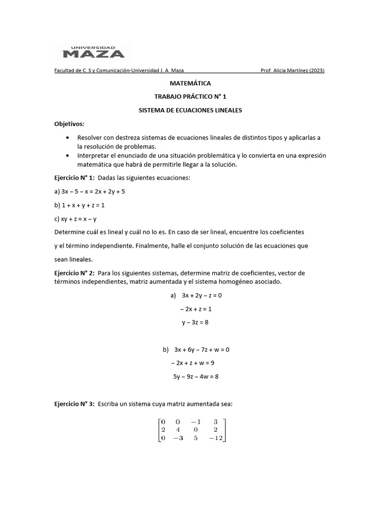 Sistemas de Ecuaciones Lineales | PDF | Ecuaciones | Sistema de ecuaciones lineales