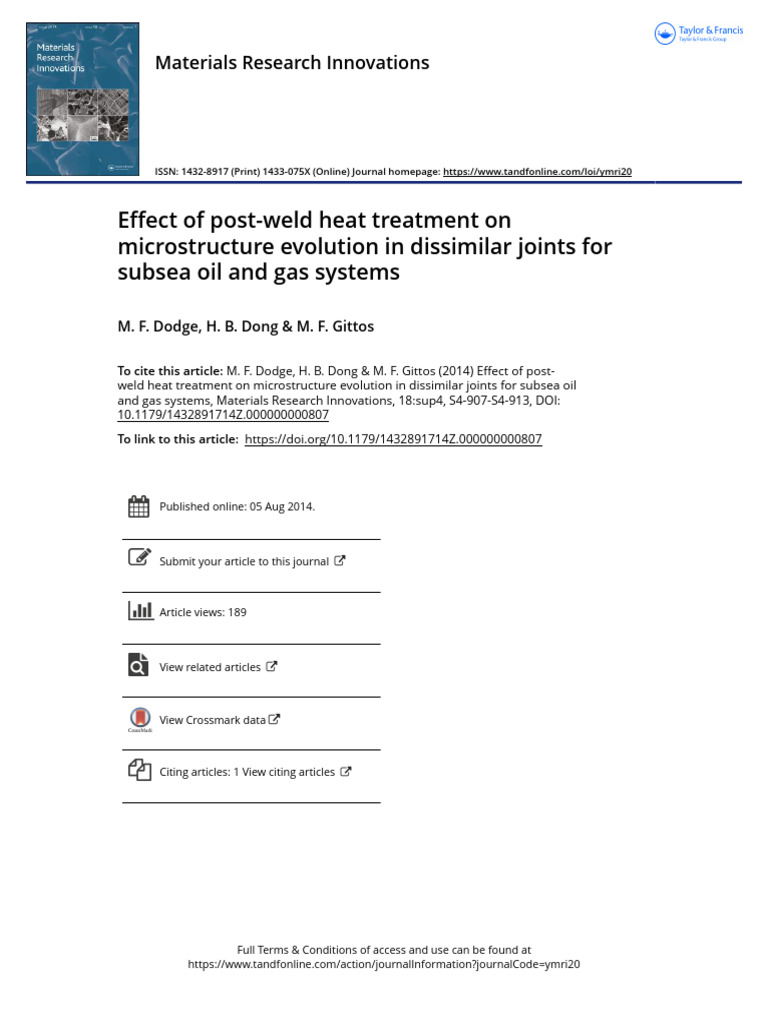 Dodge 2014 - Effect of Post Weld Heat Treatment On Microstructure Evolution in Dissimilar Joints ...