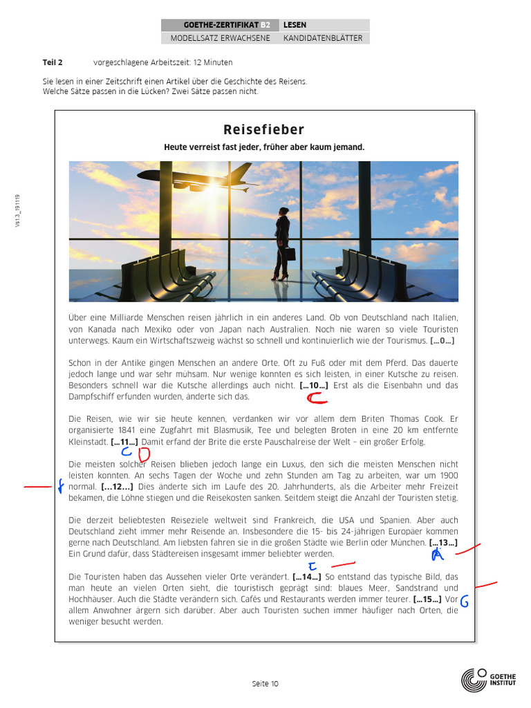 b2 Modellsatz Lesen Teil 2 | PDF
