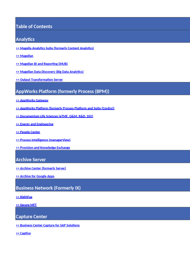 OpenText Product Compatibility Matrix (Current Maintenance) | PDF