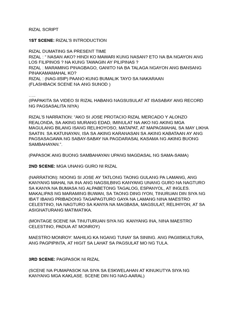 Rizal Script | PDF