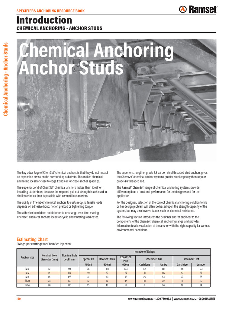Ramset SARB ANZ Ed.3 CHEMICAL ANCHORING Anchor Studs | PDF