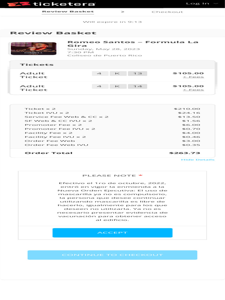Checkout - Ticketera - Coliseo de Puerto Rico 2 | PDF