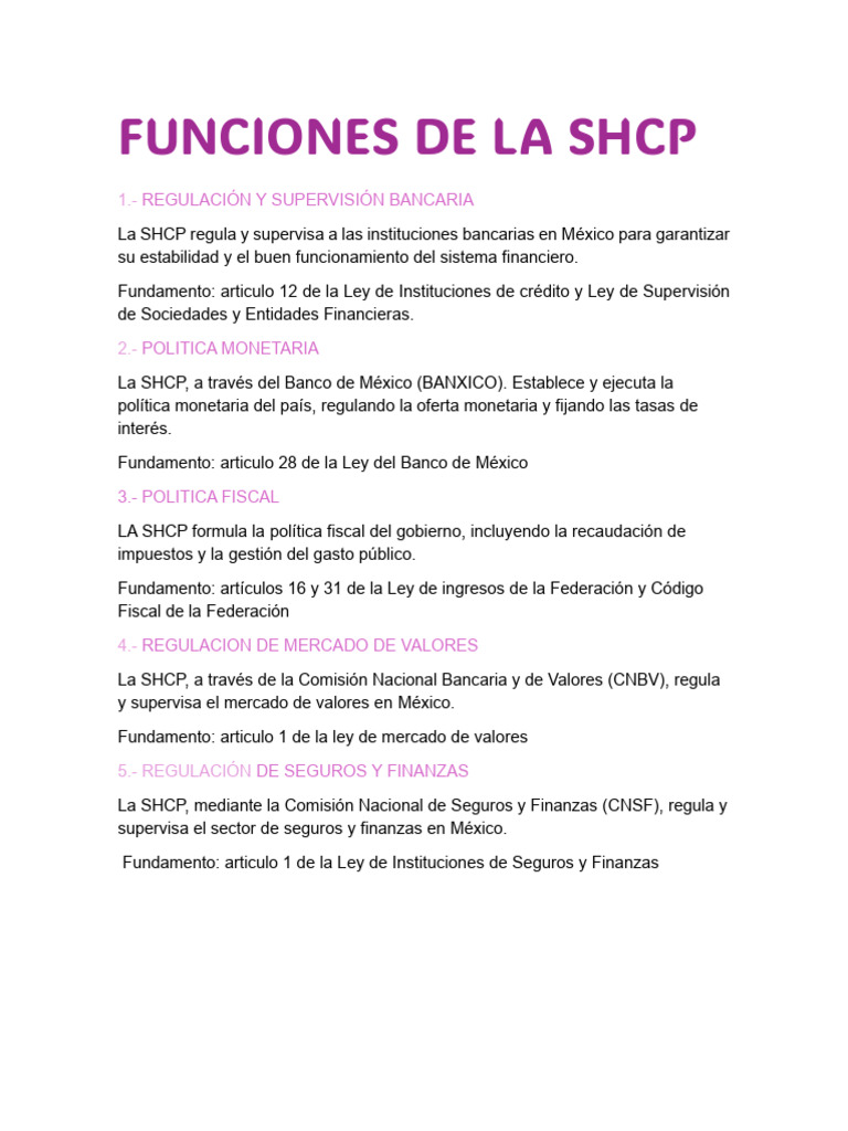 Funciones de La SHCP | PDF