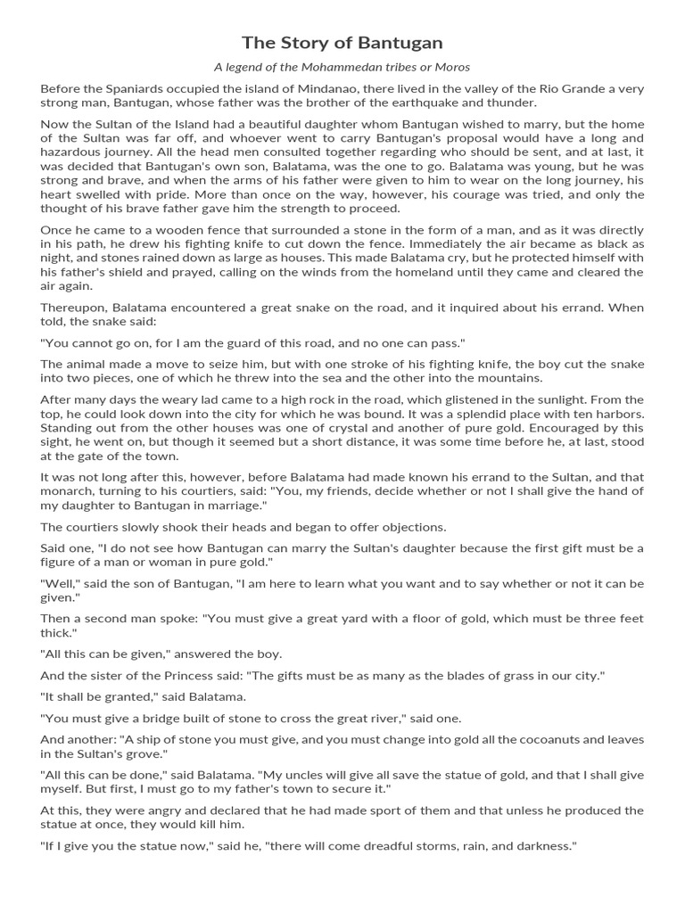 The Story of Bantugan | PDF