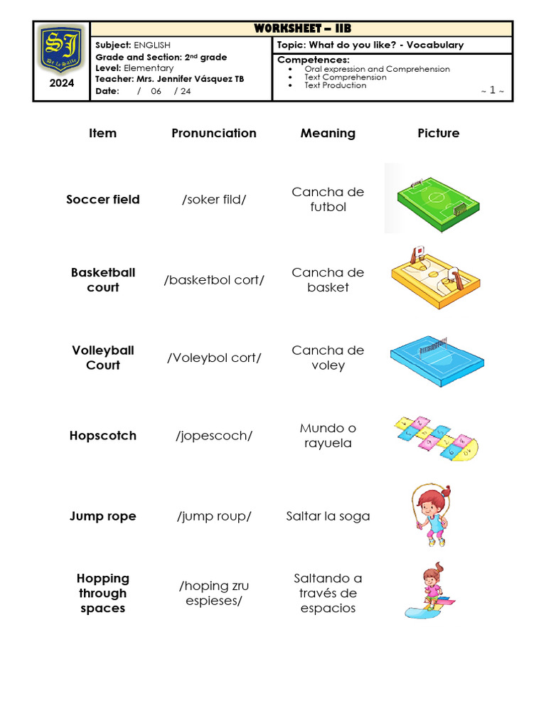 SJS - 2P - WS - Iib - Vocabulary | PDF