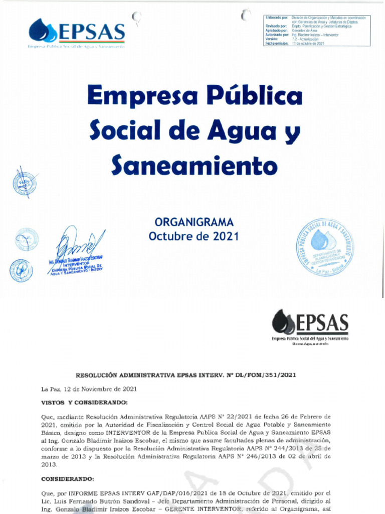 Organigrama EPSAS 2021 | PDF