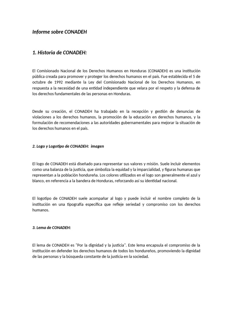 Informe Sobre CONADEH | PDF