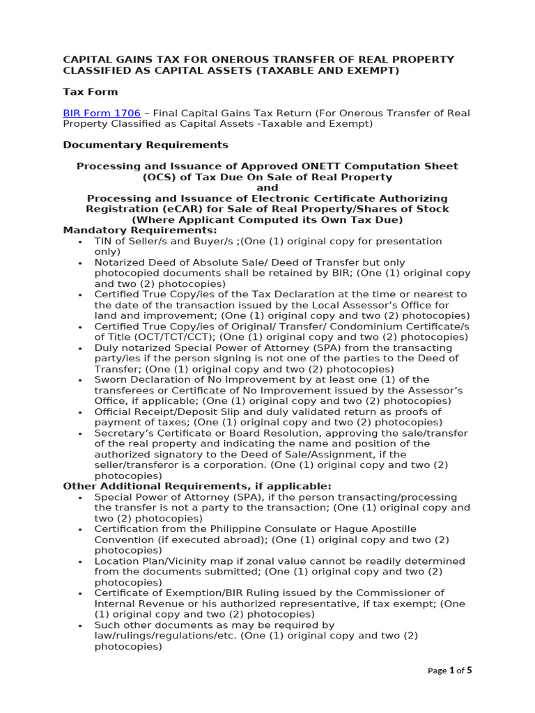 Bir Capital Gains | PDF
