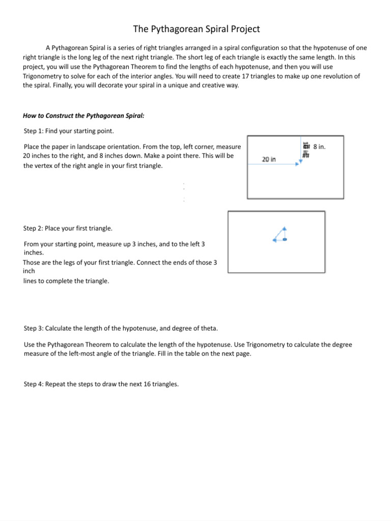 Pythagorean Spiral Project | PDF