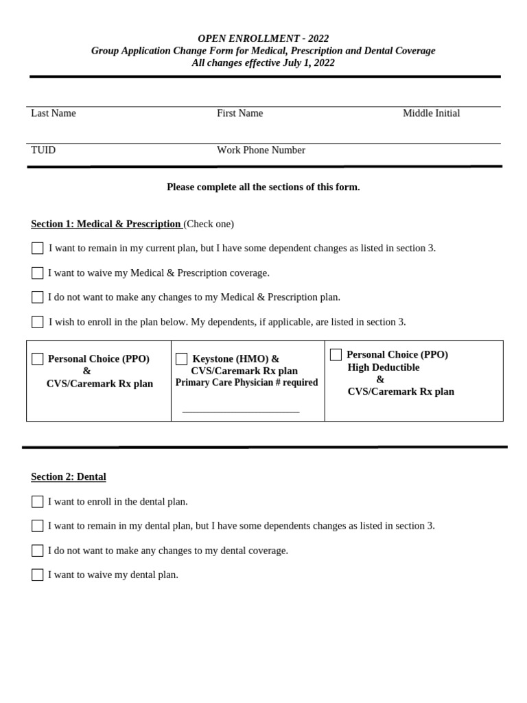 Open Enrollment Form | PDF