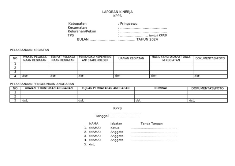 99 Laporan Kinerja Kpps | PDF