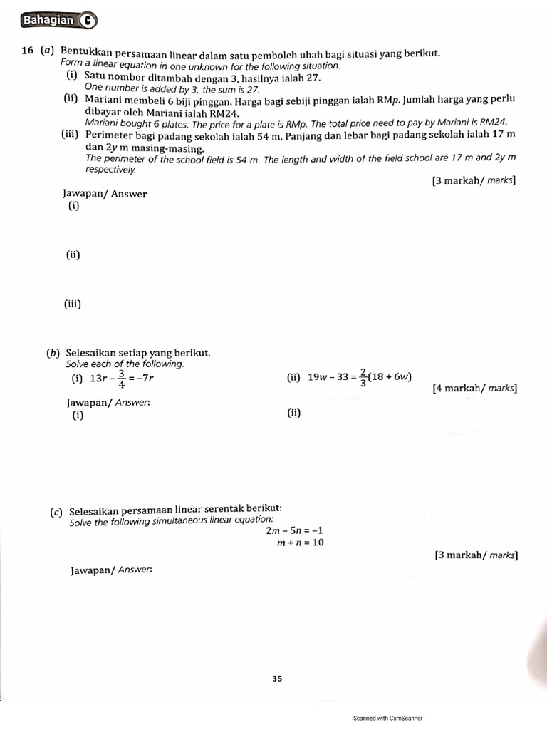 Linear Equation Revision | PDF