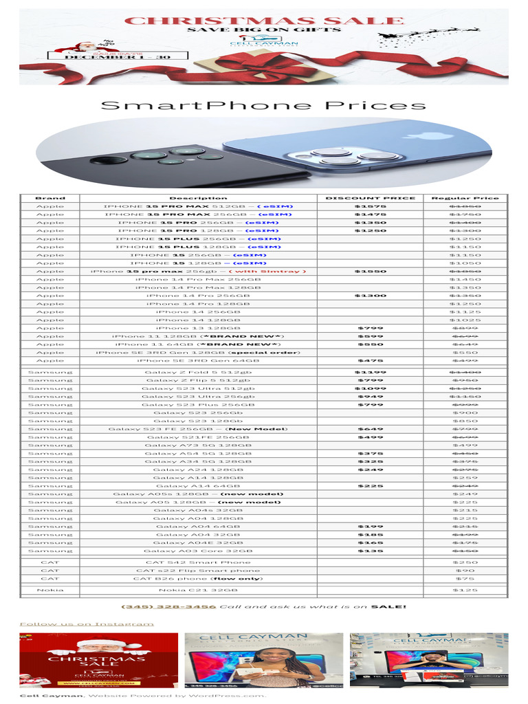 SmartPhone Prices - Cell Cayman | PDF