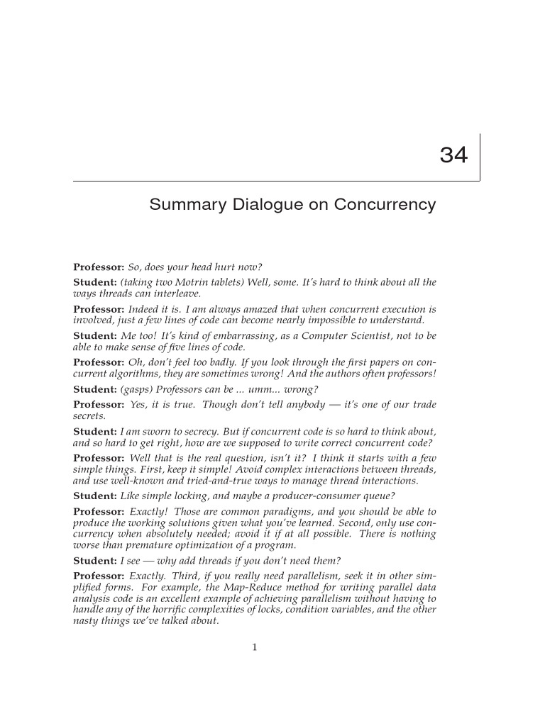 Summary Dialogue On Concurrency: Professor: Student | PDF