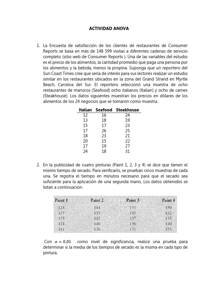 Actividad ANOVA | PDF