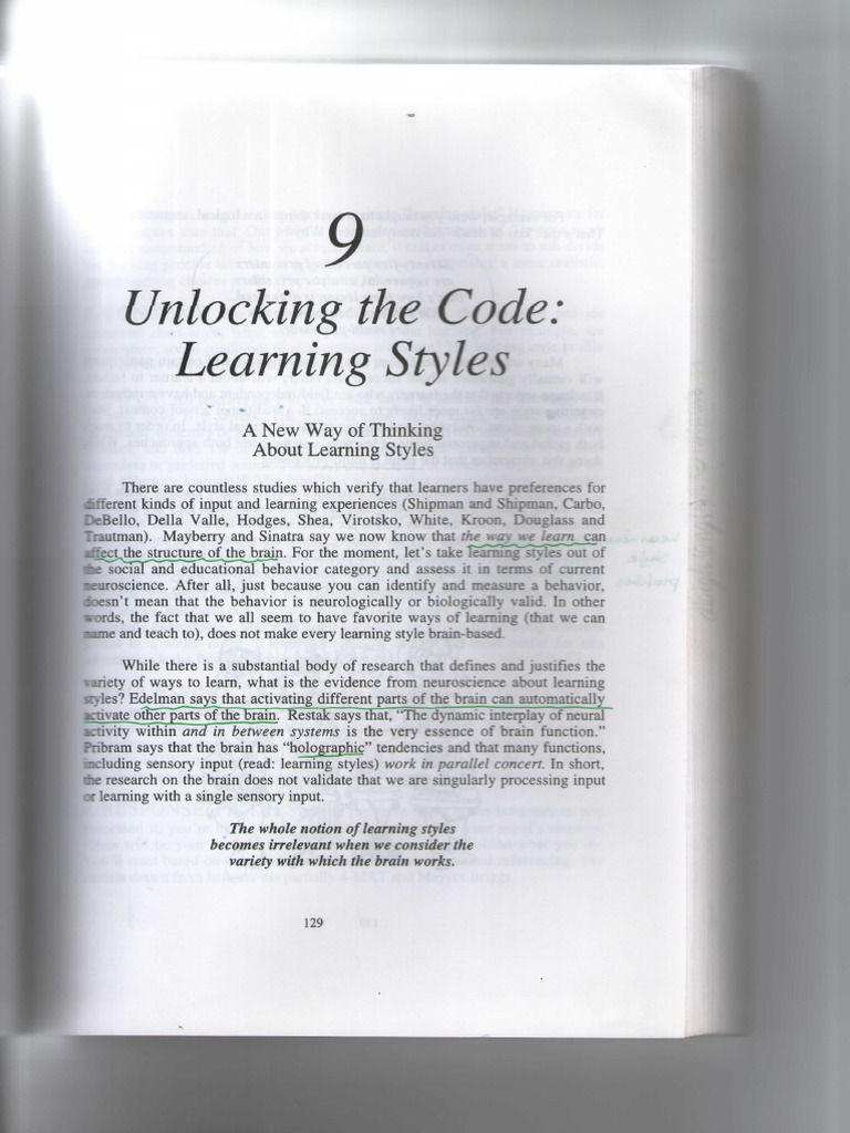 Learning Styles in Brain Compatible Learning by Eric Jensen | PDF