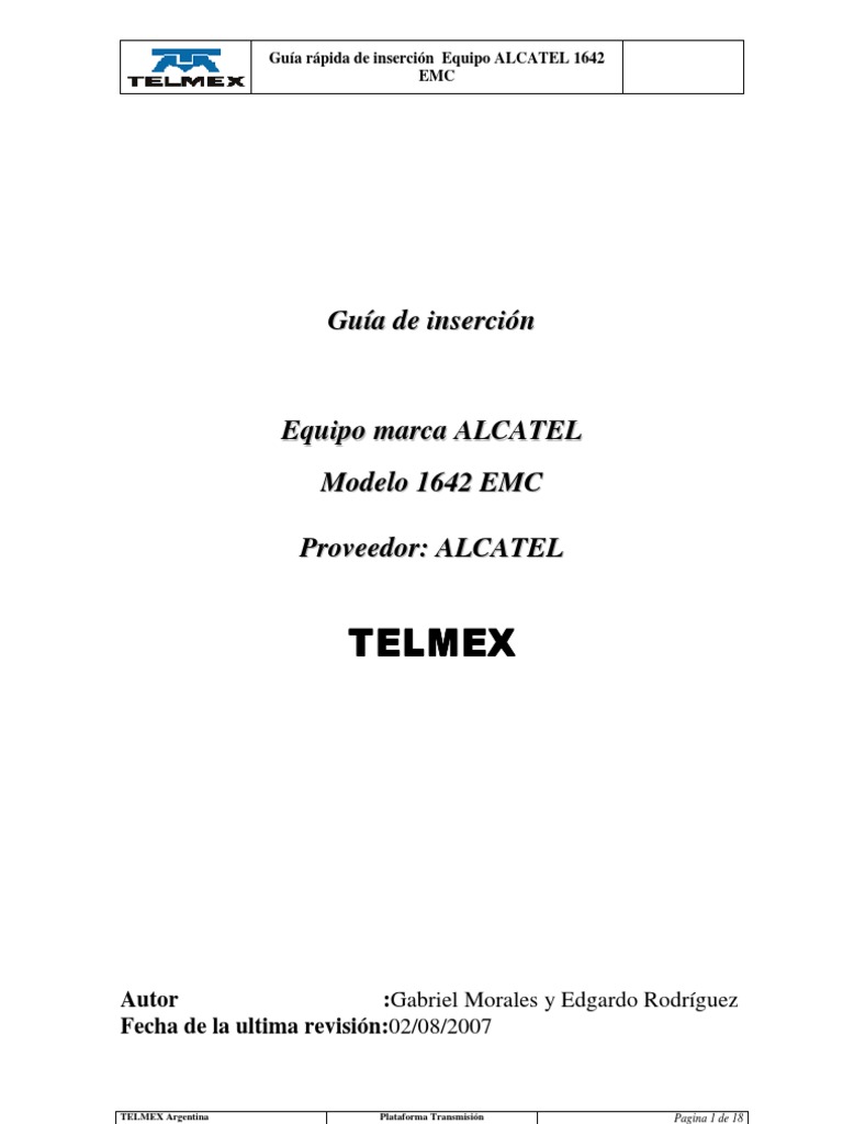 Guia de Insercion 1642 Alcatel ED3 | PDF | Arquitectura de internet ...