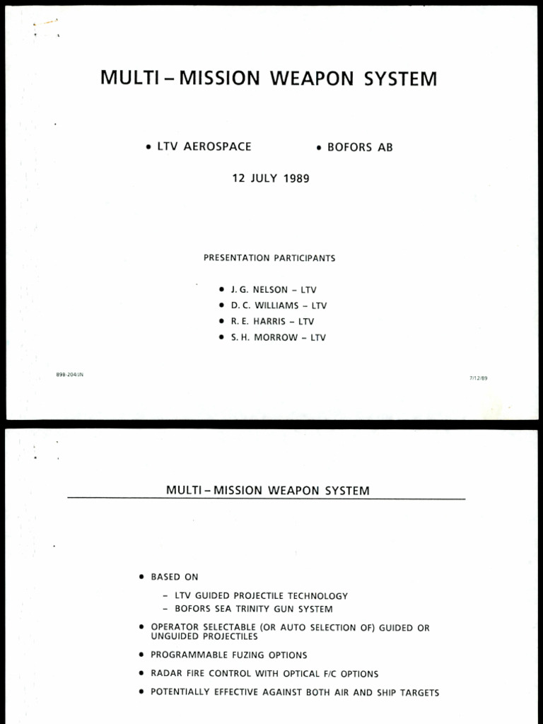 Presentation of Multi-Mission Weapon System With LTV Guided Projectile ...