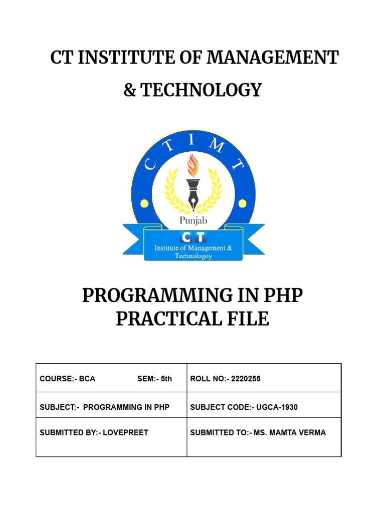 Practical File of PHP | PDF