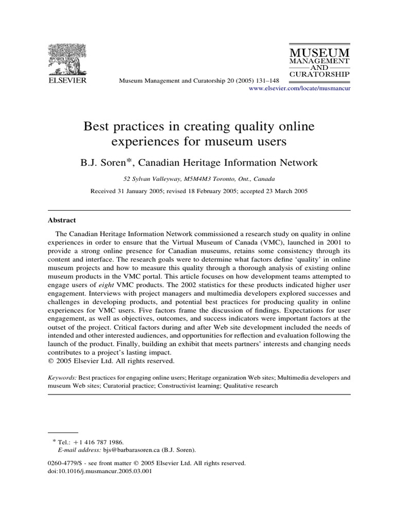 Best Practices Online Museums | PDF
