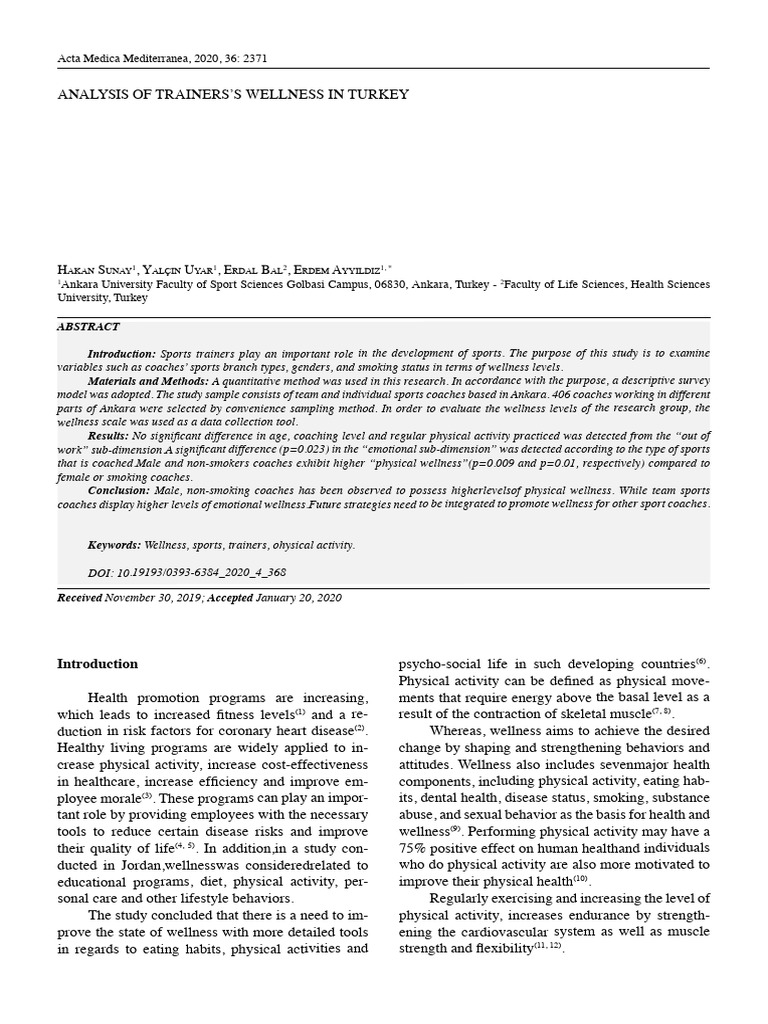 Trainer's Well Being Turkey | PDF