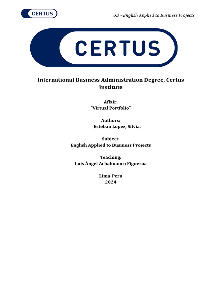 International Business Administration Degree, Certus Institute | PDF