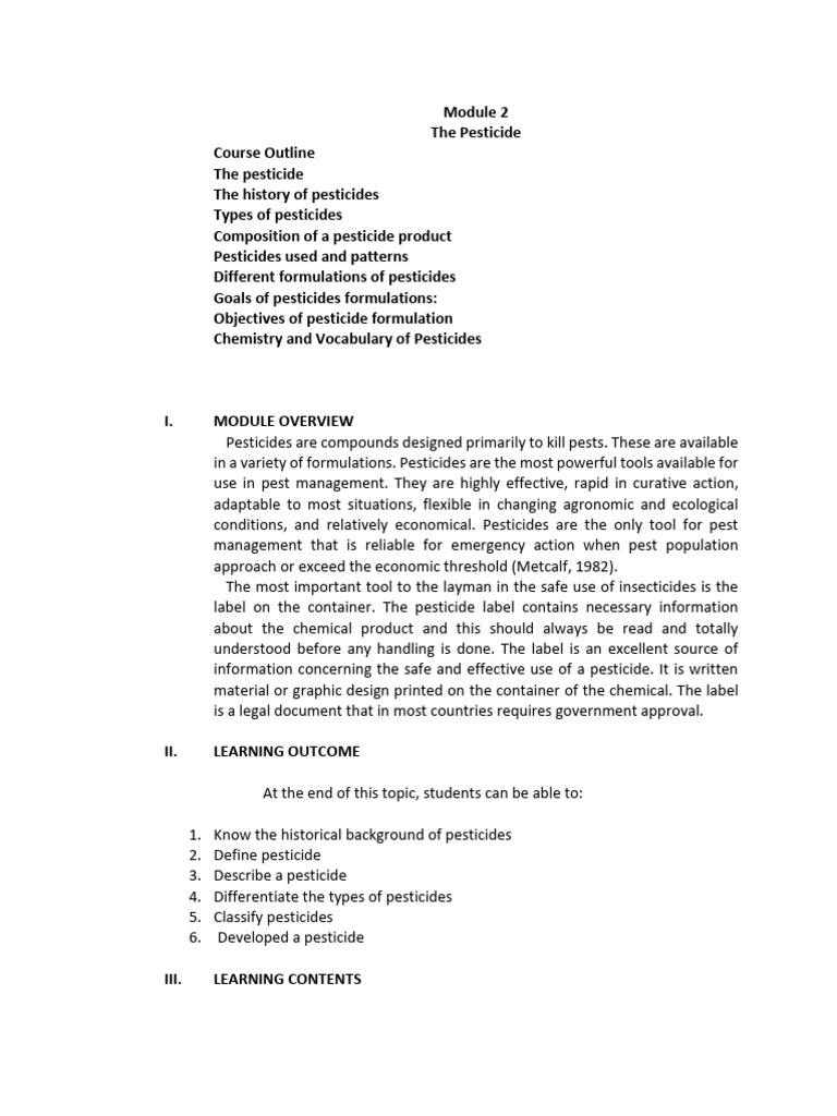 Module 2 - The Pesticides | PDF