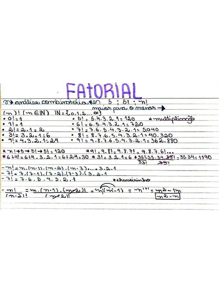 Resumo de Matemática - Fatorial | PDF