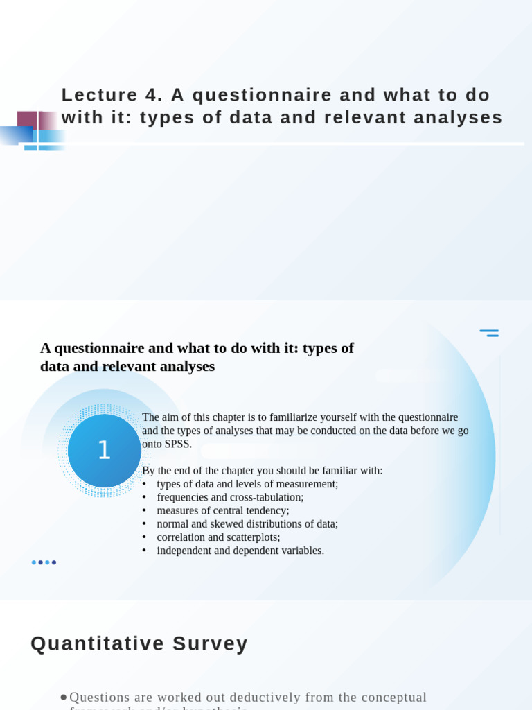 Lecture 4. With Answers Questionnaire and Types of Data | PDF