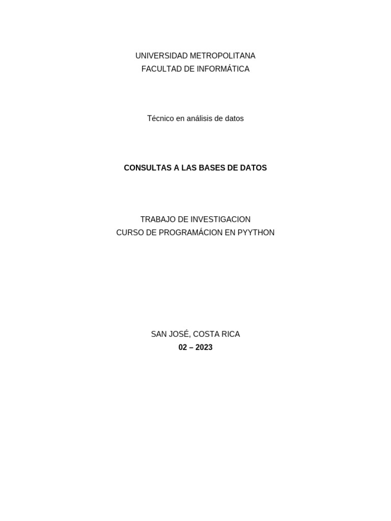Investigación Consultas A BD | PDF