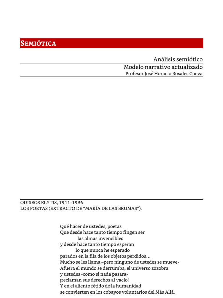 Análisis Semiótico Modelo Narrativo Actualizado | PDF