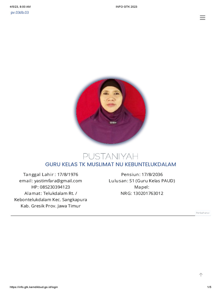 INFO GTK 2023 pustaniyah | PDF
