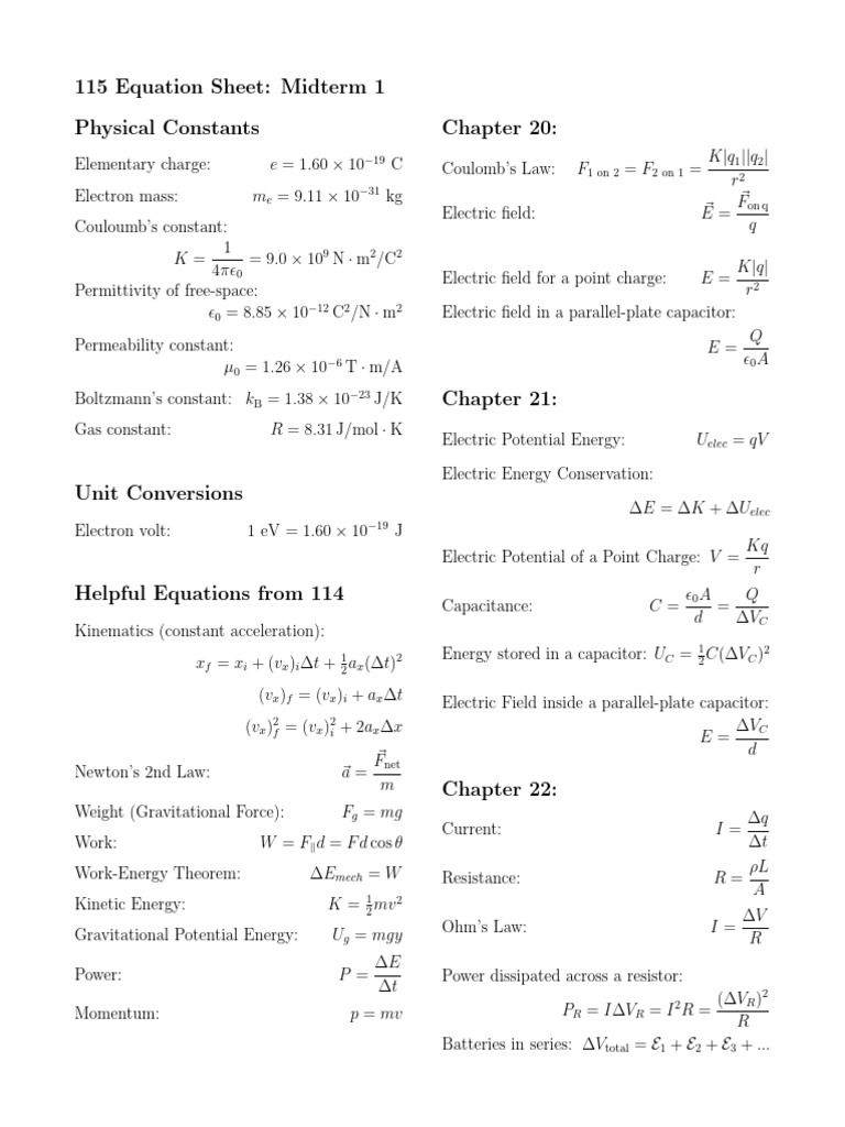 115 EquationSheet | PDF