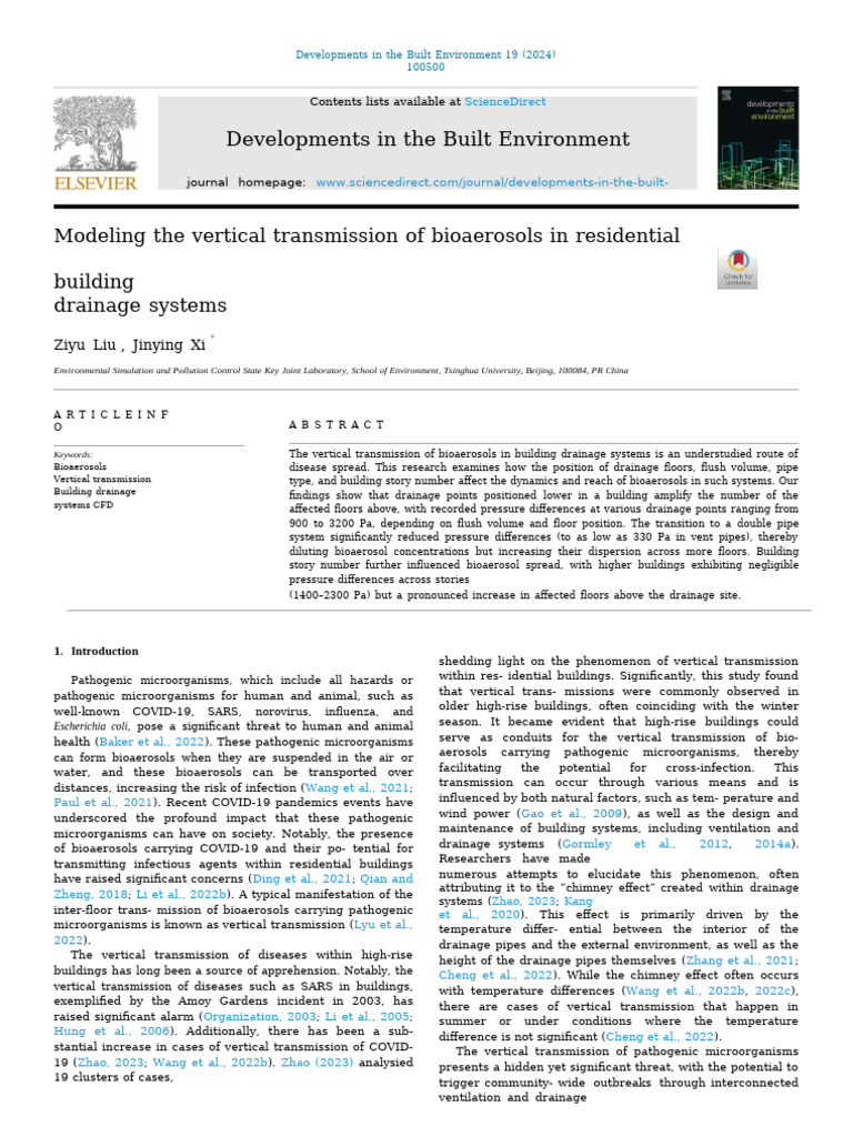 J14.Modeling The Vertical Transmission of Bioaerosols in Residential Building | PDF
