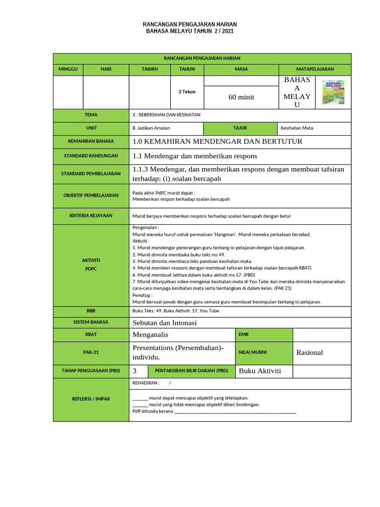 RPH BM THN 2-Unit 8 (M12) 2021 | PDF