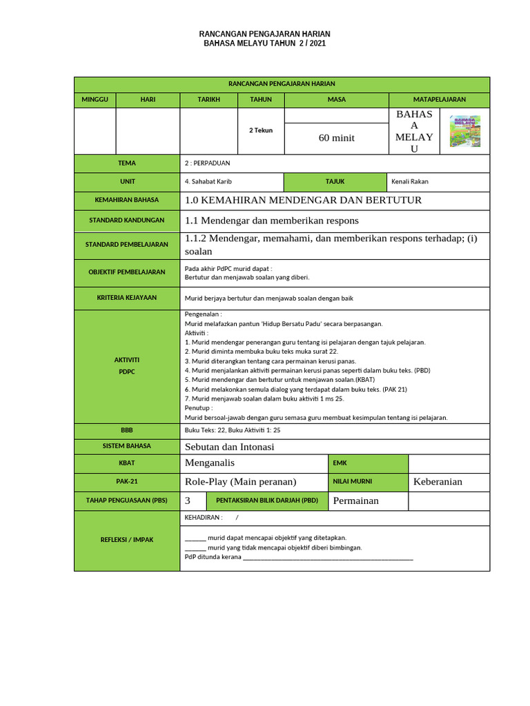RPH BM THN 2-Unit 4 (M6) 2021 | PDF