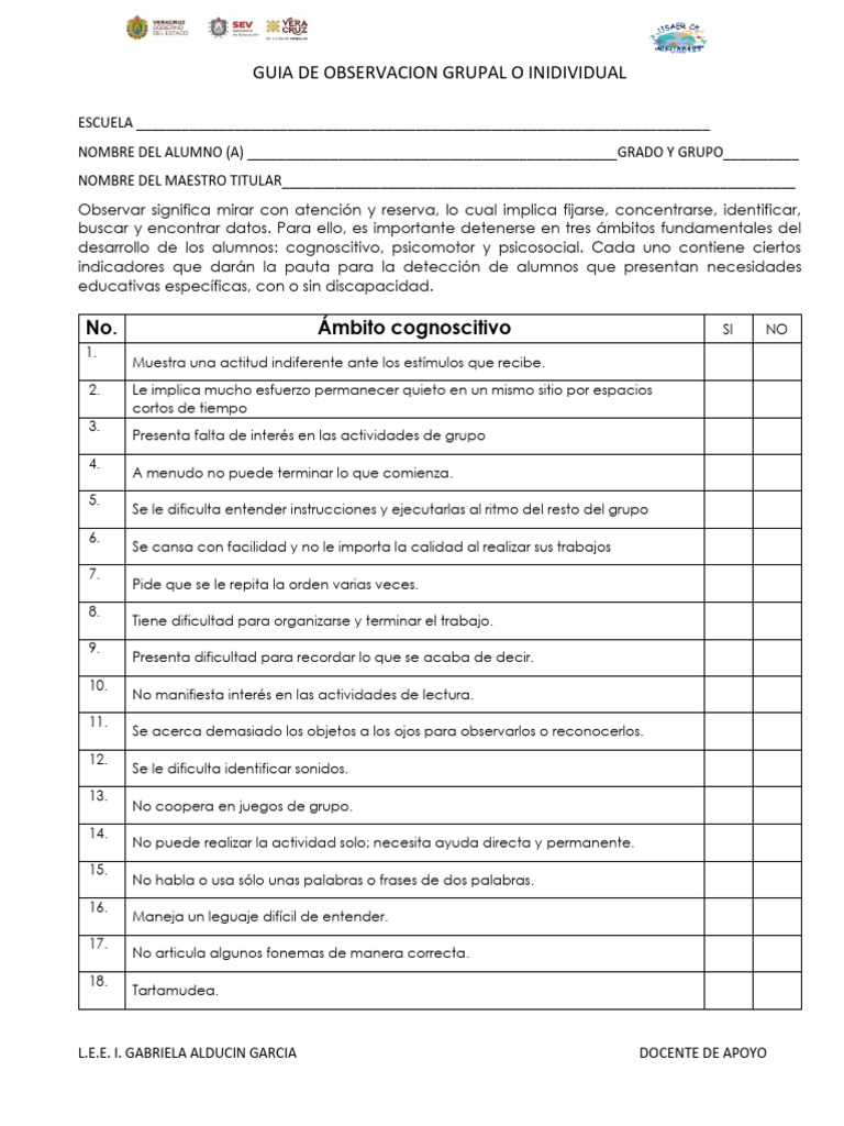 Guia de Observacion Grupal o Inidividual - 091613 | PDF | Crecimiento personal y profesional ...