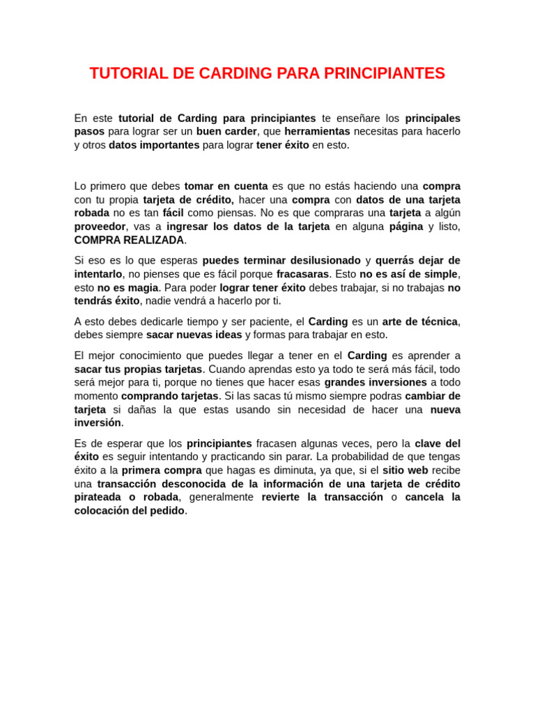 Tutorial de Carding para Principiantes | PDF