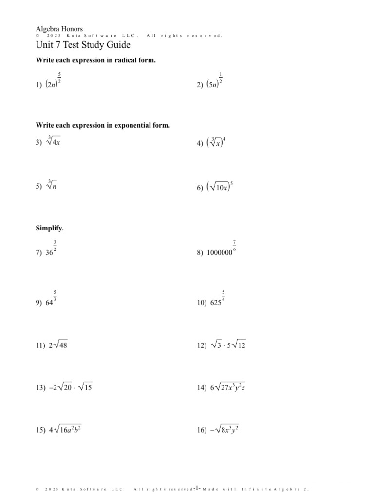 Unit 7 Test Study Guide 2023 | PDF