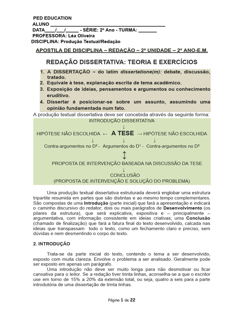 Apostila A Red 2 º Ano Ped Argumentacao 1.docx 1 | PDF