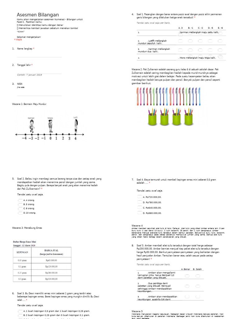 01 Naskah Soal Numerasi | PDF