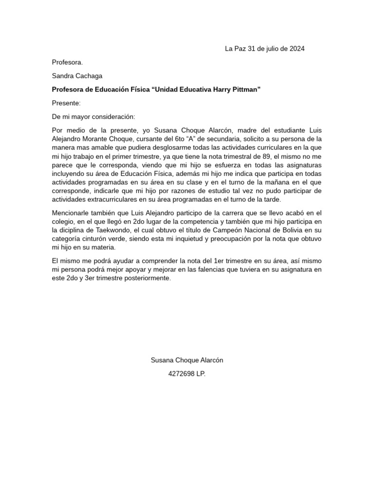Carta Alejo | PDF