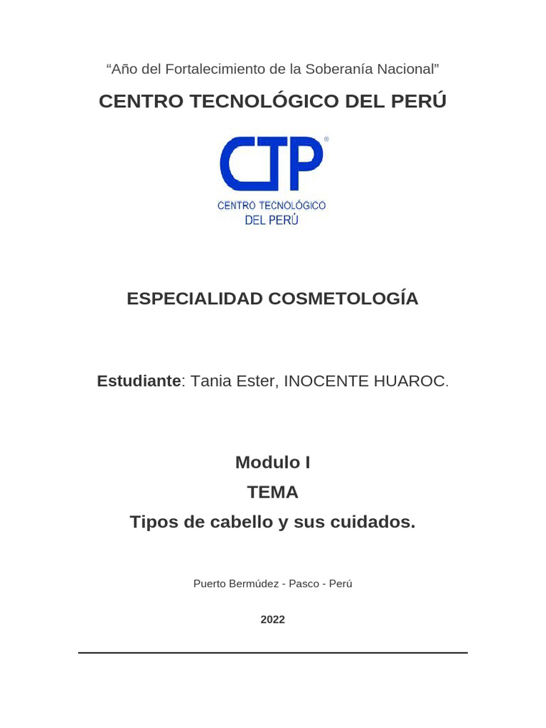 trabajo de los tipos de cabello | PDF