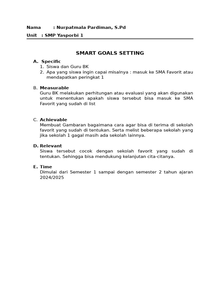 Smart Goal Setting | PDF