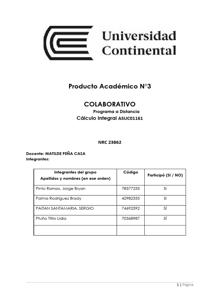 CÁLCULO INTEGRAL PA3 | PDF