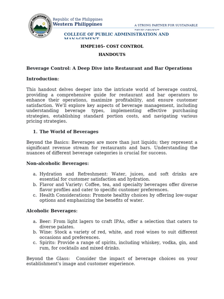 Beverage Control | PDF