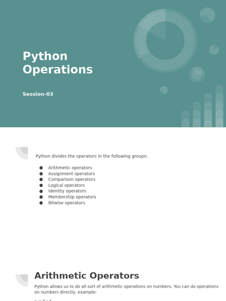 Session 3 - Operators - Operands - Types, Examples, Usage | PDF ...