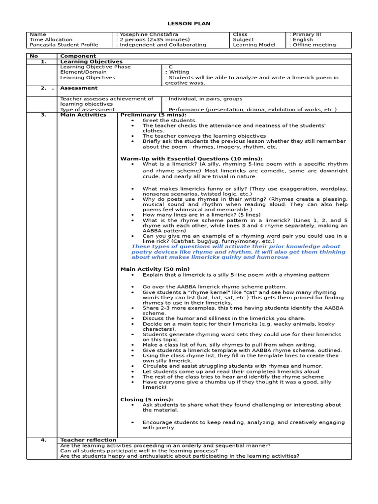LESSON PLAN PRACTICAL ACTIVITY | PDF