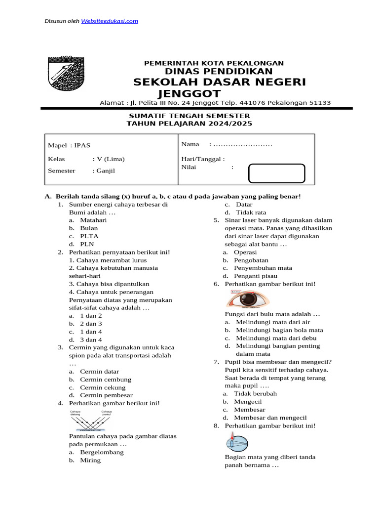 Soal STS 1 IPAS Kelas 5 | PDF